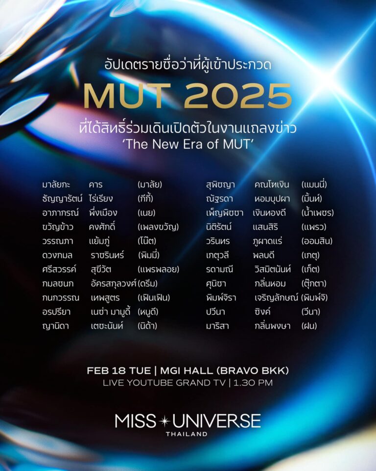 ยลโฉม 22 สาวงาม ว่าที่ผู้เข้าประกวด MUT 2025 | Thaiger ข่าวไทย